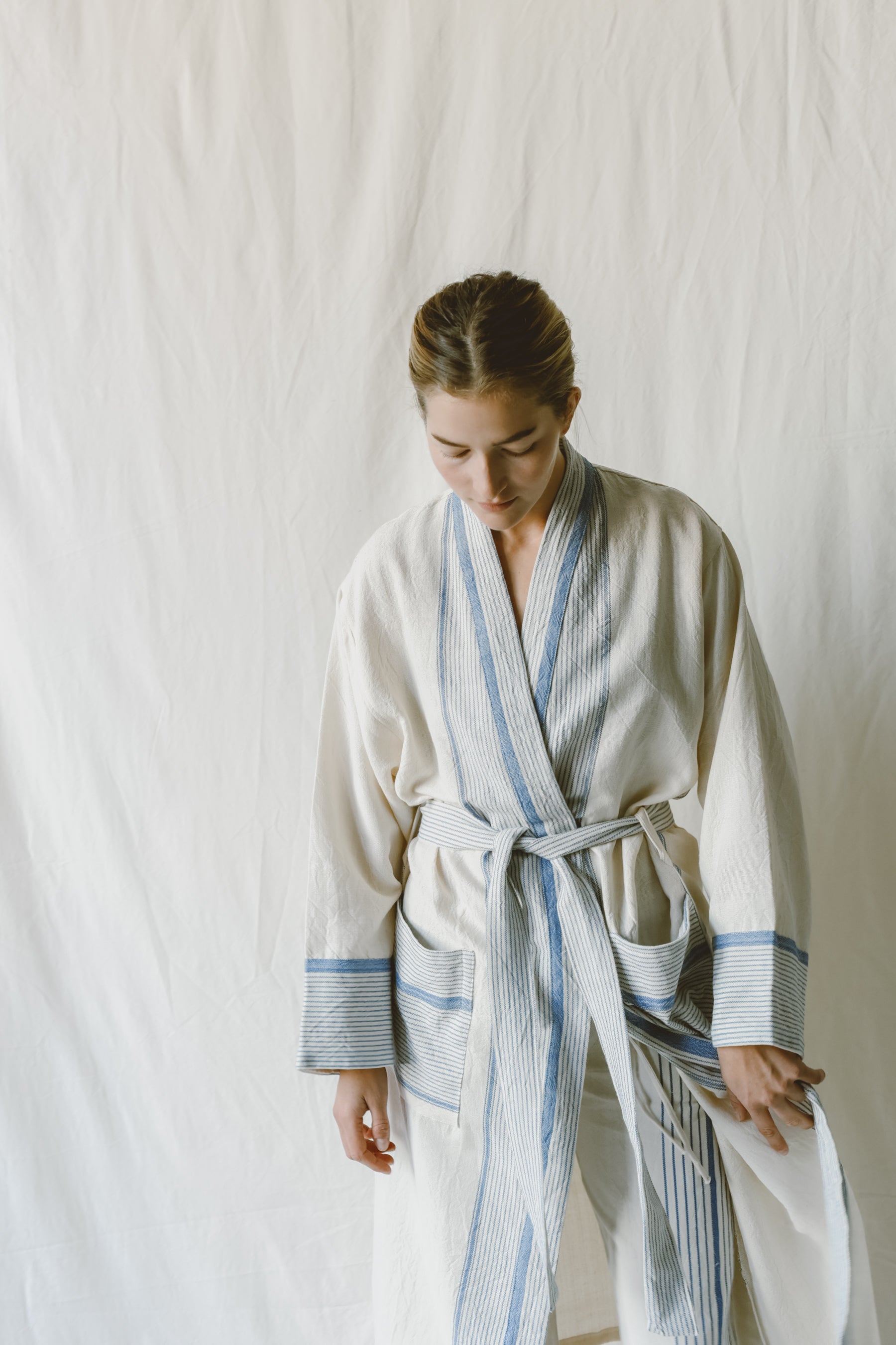 Ivory Blue Tribeca Long Bathrobe – Home & Loft