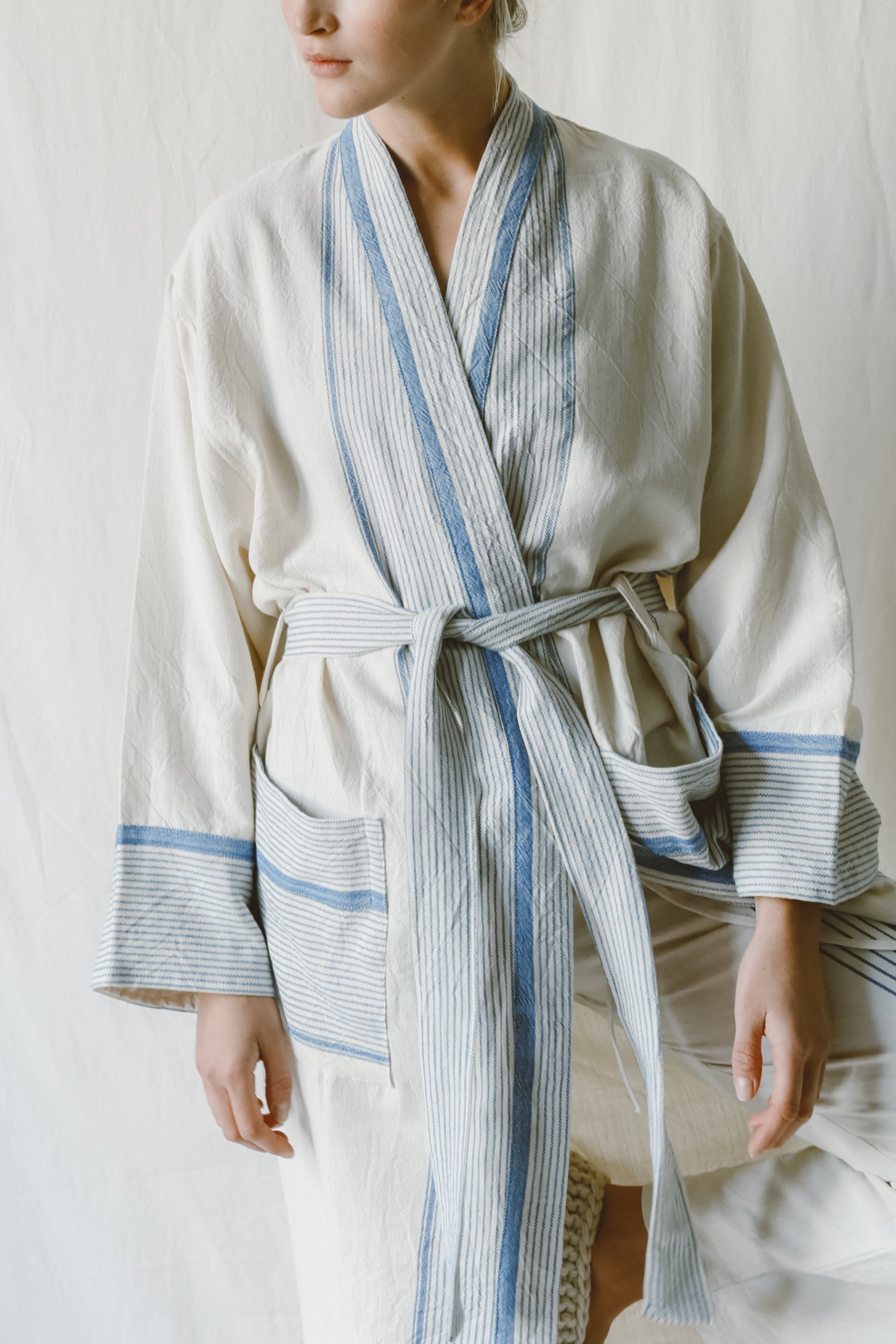 Ivory Blue Tribeca Long Bathrobe – Home & Loft