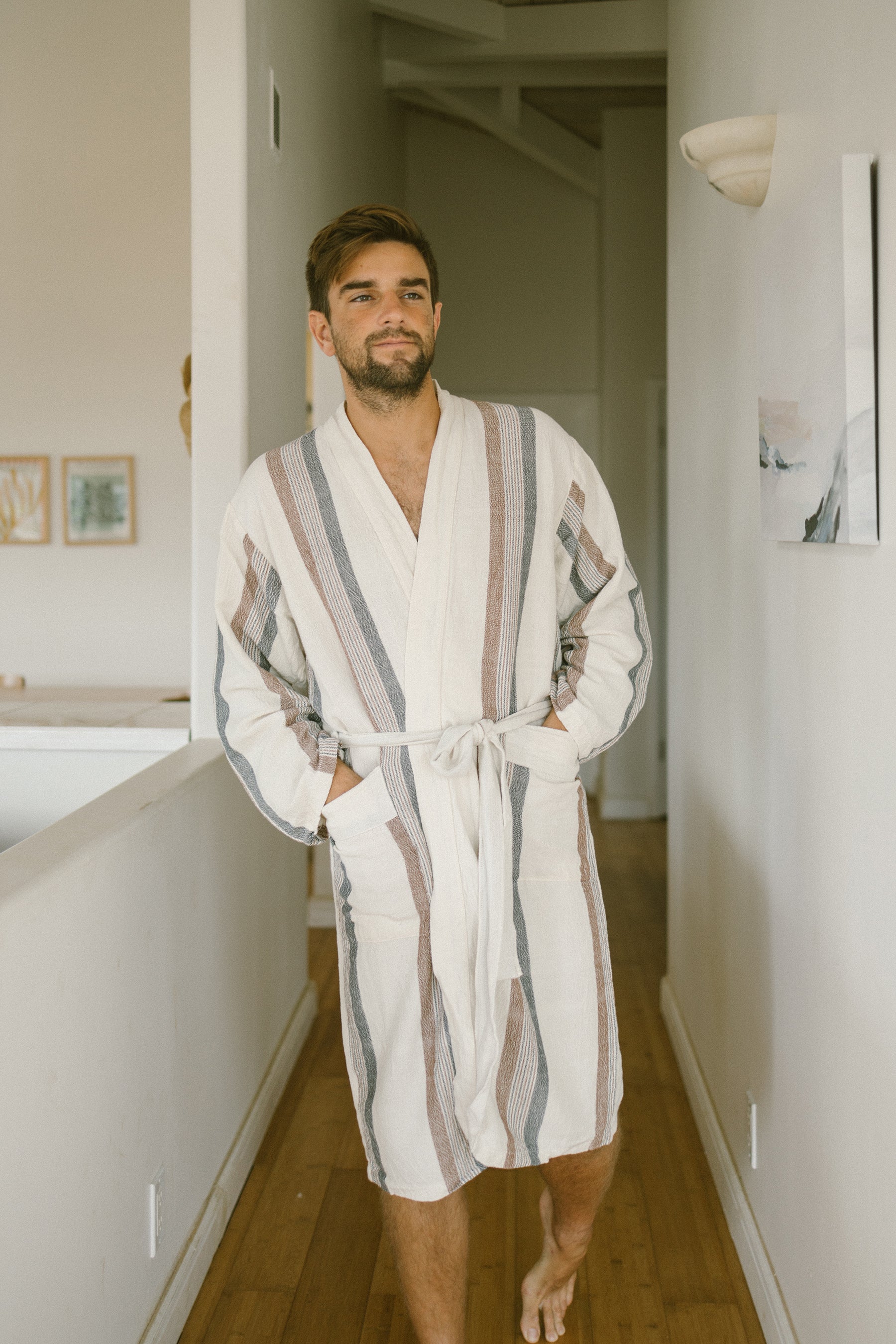 Brown Cream Nomad Long Bathrobe – Home & Loft